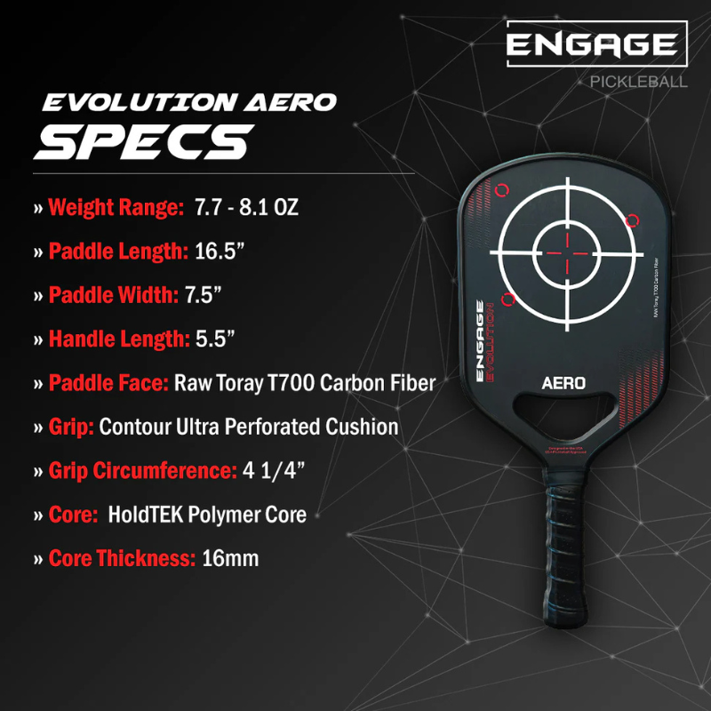 Engage Evolution Aero Elongated Pickleball Paddle - Scarlet Red ...