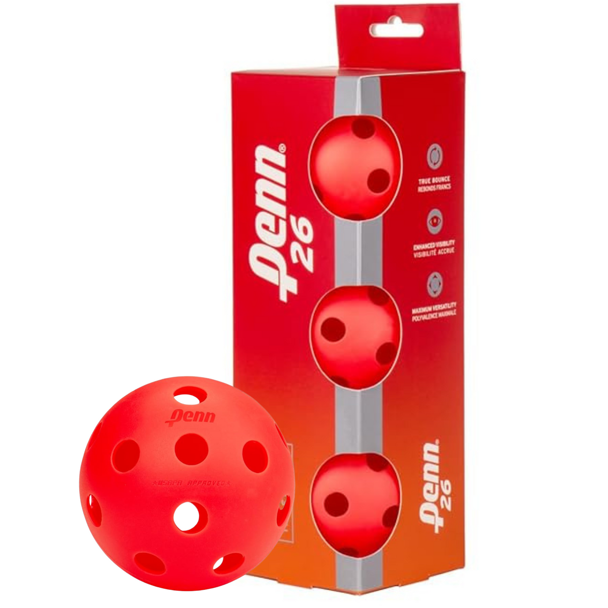 Penn 26 Indoor Pickleball 3 Pack - Hot Lava Red – Pickleball Superstore