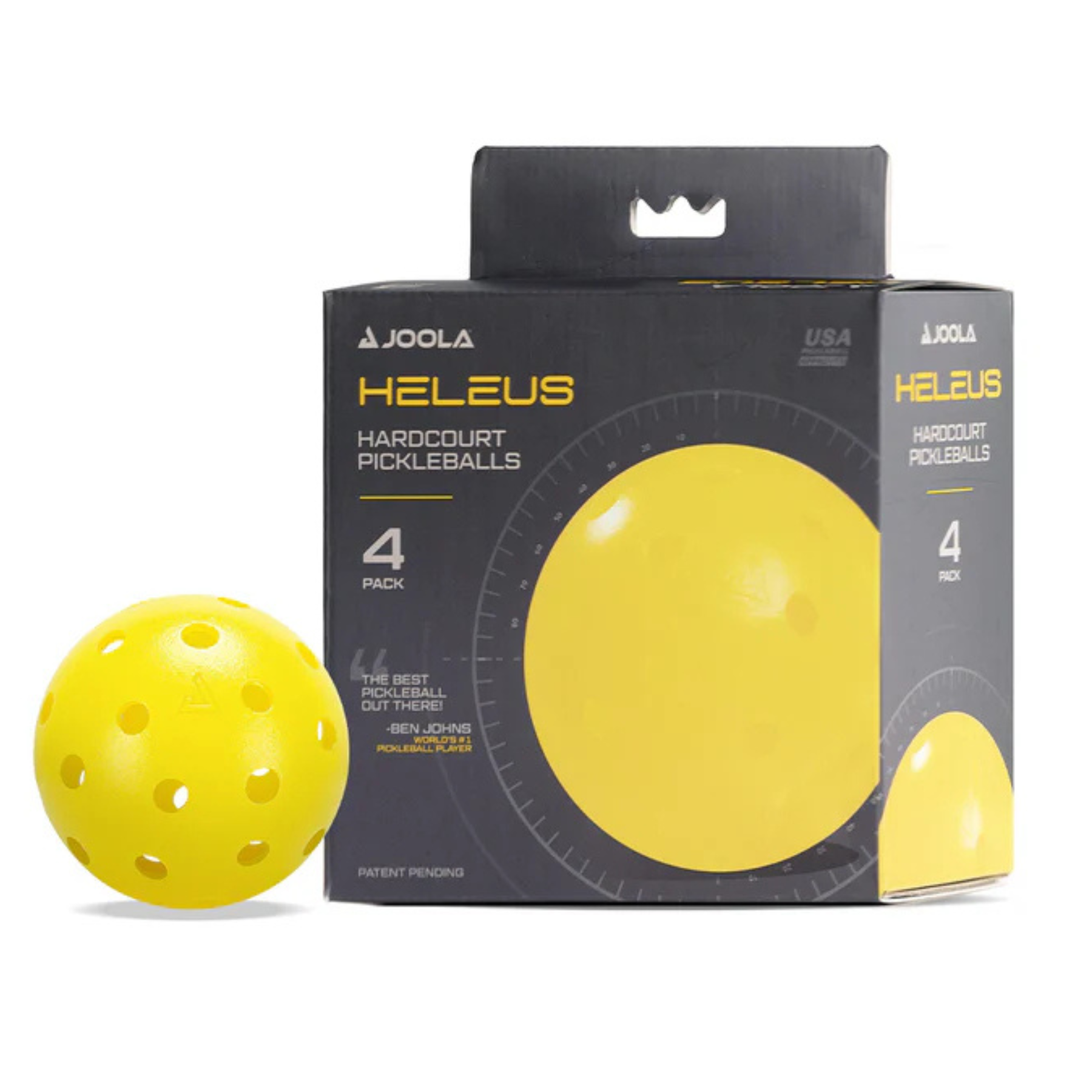 JOOLA Heleus Indoor/Outdoor Pickleballs 4 Pack - Yellow – Pickleball ...